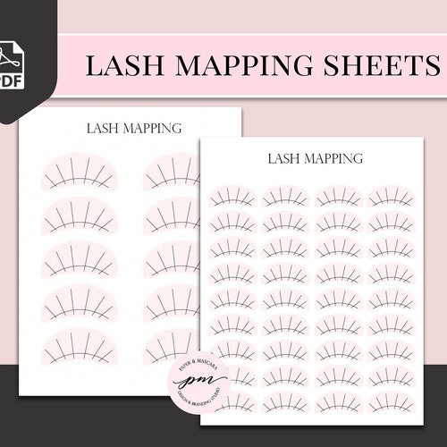 Lash Map Sheets Printable Lash Mapping Sheets Eyelash | Etsy