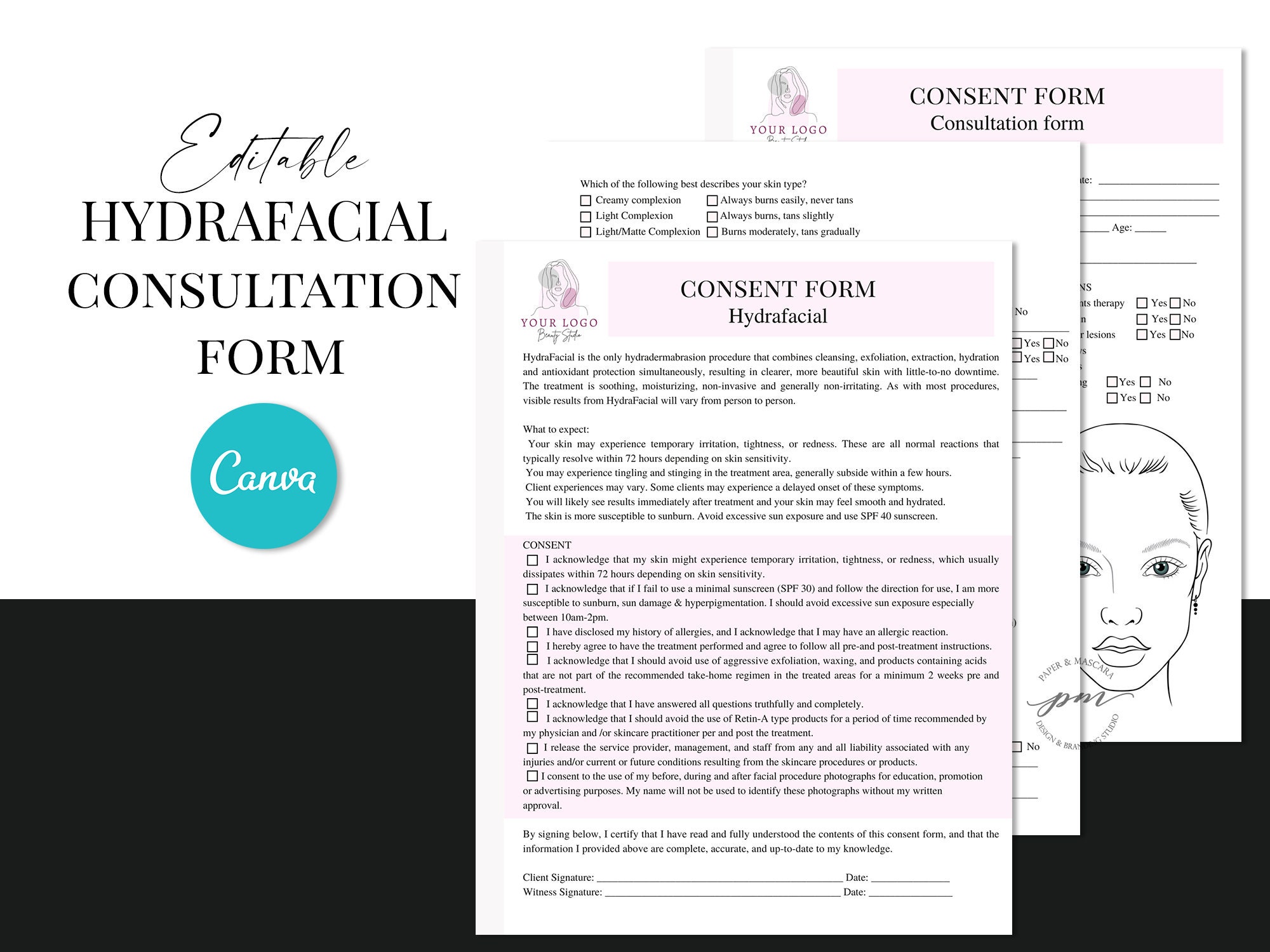 Editable Hydrafacial Consent Form Template Hydrafacial Client - Etsy ...