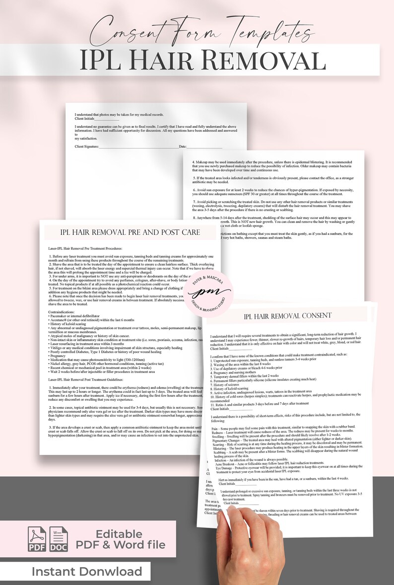 IPL Hair Removal Consent Form Template IPL Hair Removal - Etsy