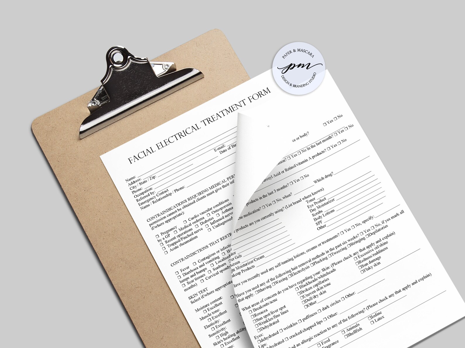 Electric Facial Consent Form Template, Facial Consultation Form ...