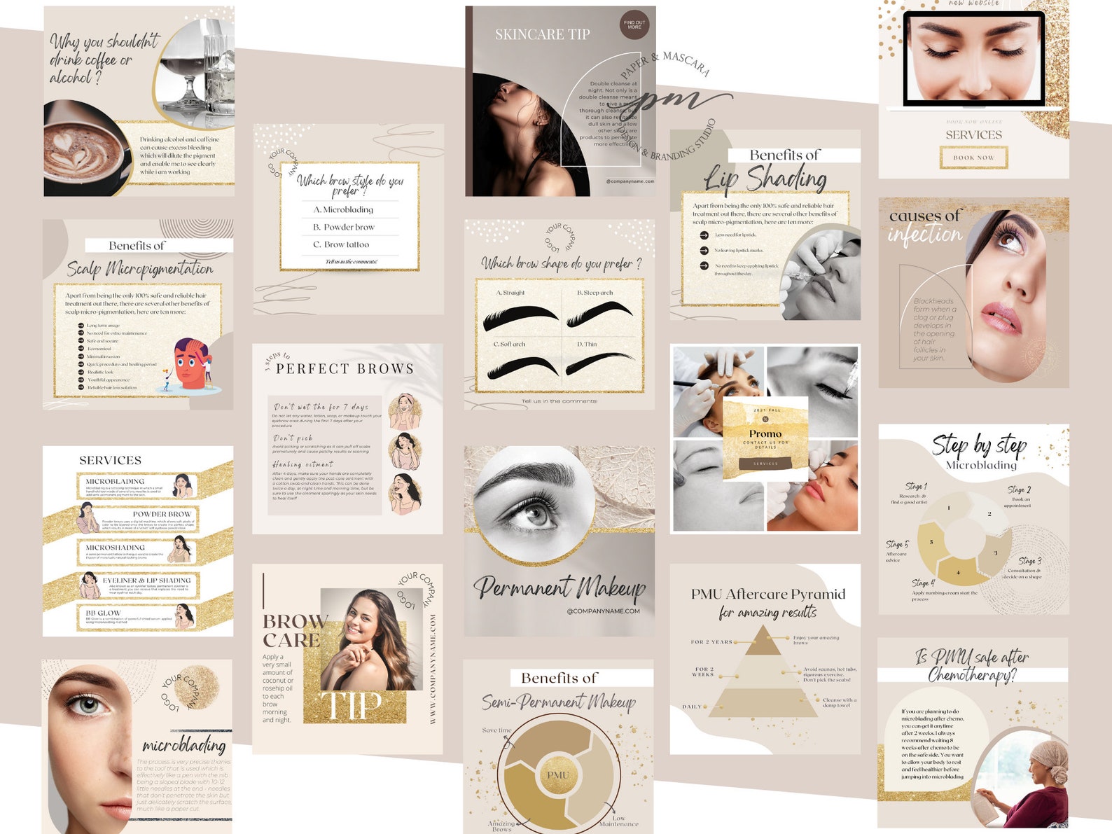 Permanent Makeup Instagram Post Templates Editable PMU Social - Etsy