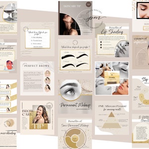 Permanent Makeup Instagram Post Templates, Editable PMU Social Media ...
