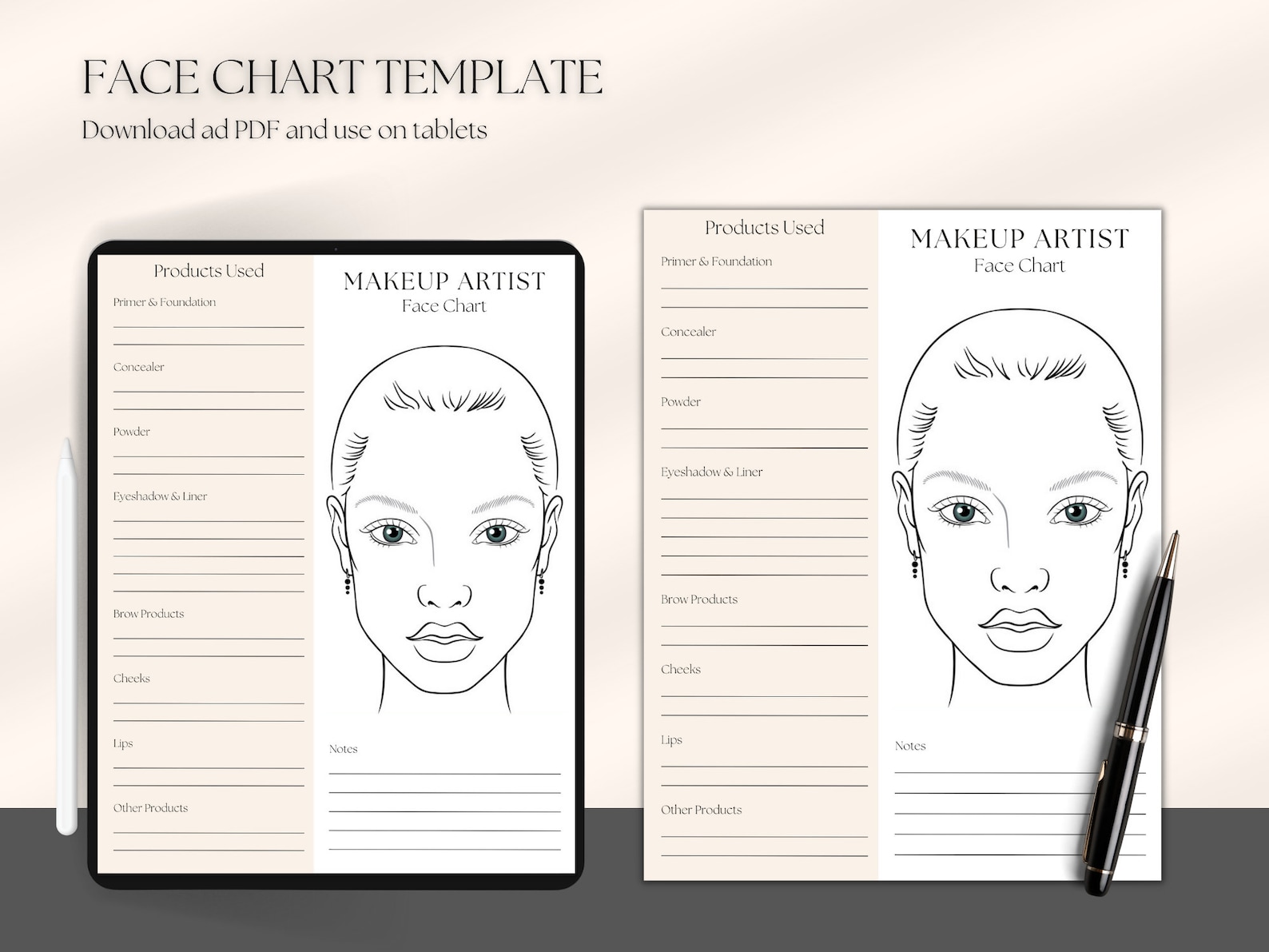 Editable Makeup Artist Face Chart Template Freelance Makeup - Etsy