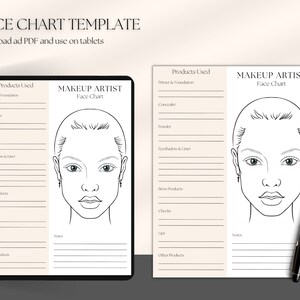 Editable Makeup Artist Face Chart Template, Freelance Makeup Artist ...