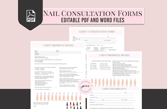 Nail Technician Client Forms Nail Client Preference Profile - Etsy