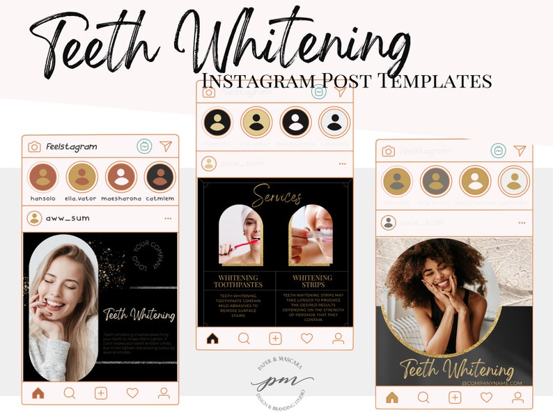 Teeth Whitening Instagram Post Templates, Editable Teeth Whitening ...