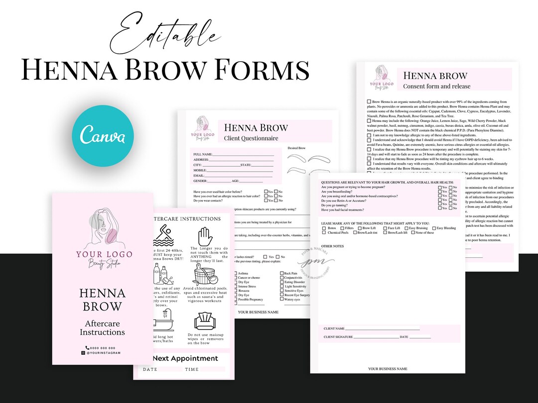 Henna Brow Form Template Editable Henna Brows Consent Form - Etsy