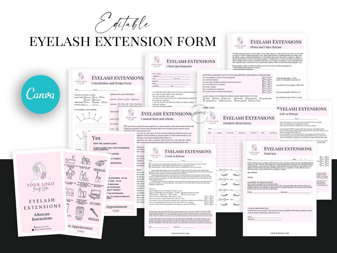 Editable Eyelash Extension Consent Forms, Printable Lash Client Form ...