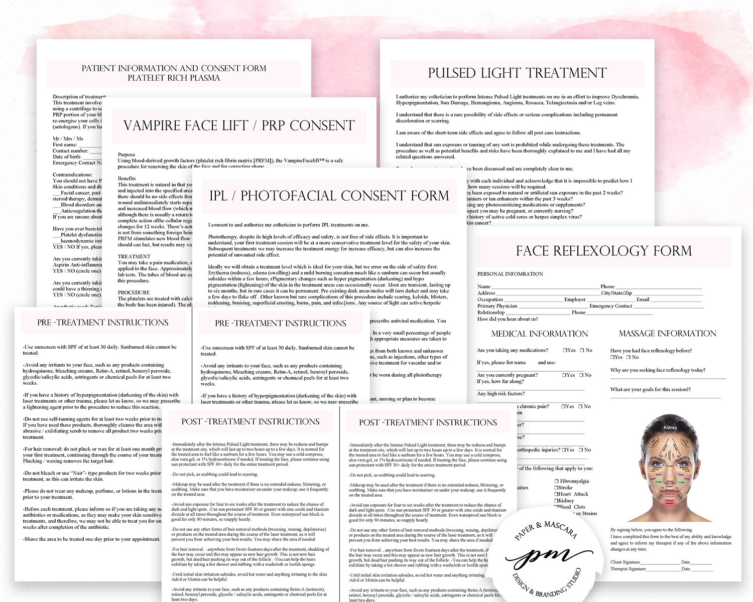 Facials Forms Bundle Customizable Esthetician Consent Forms - Etsy UK