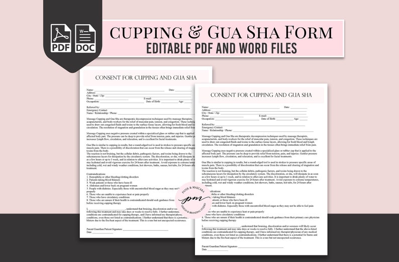 Cupping and Gua Sha Consent Form Template, Massage Therapy Consent Form ...