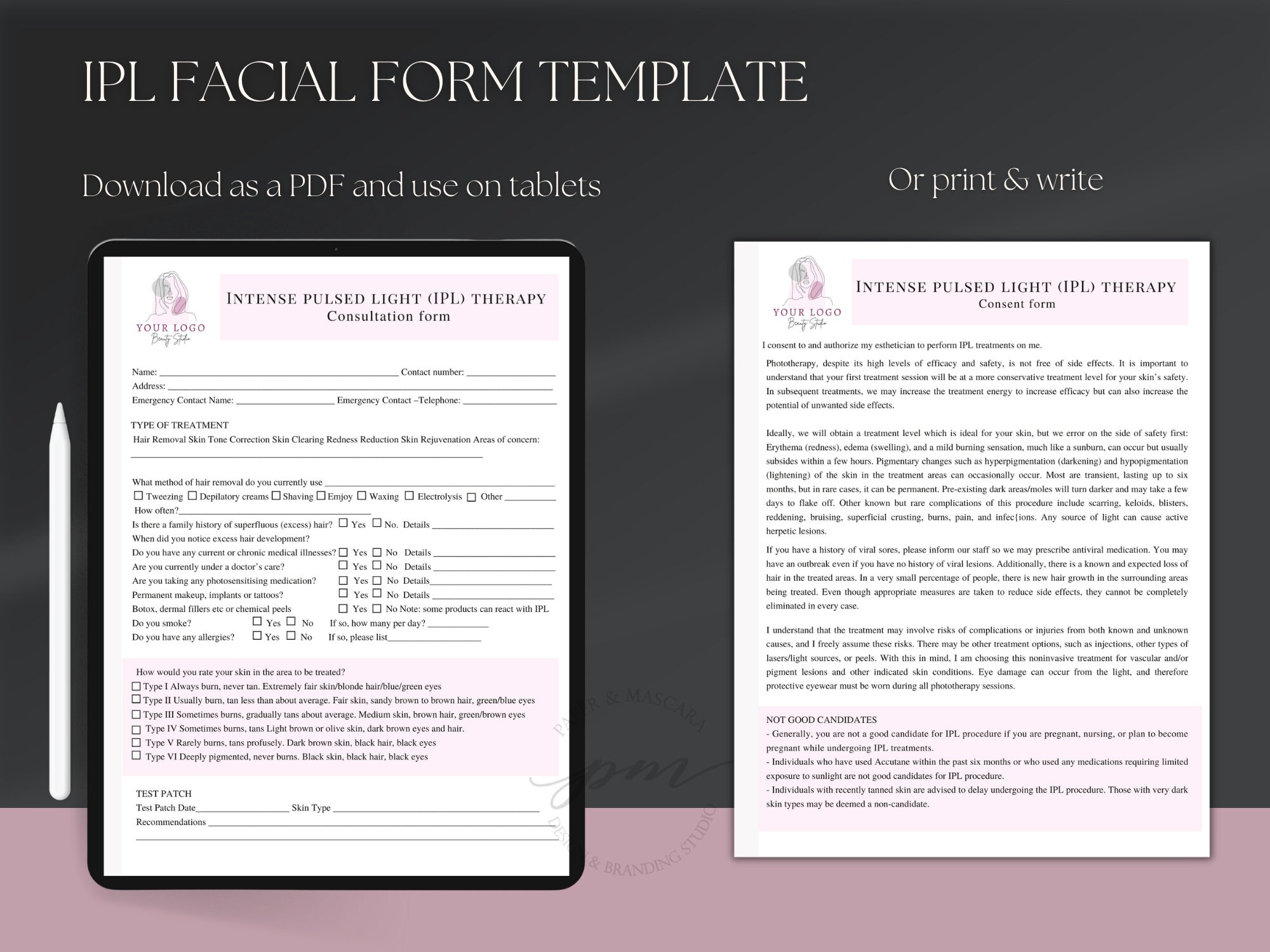 Editable IPL Consent Form Template IPL Facial Consent Form - Etsy Canada