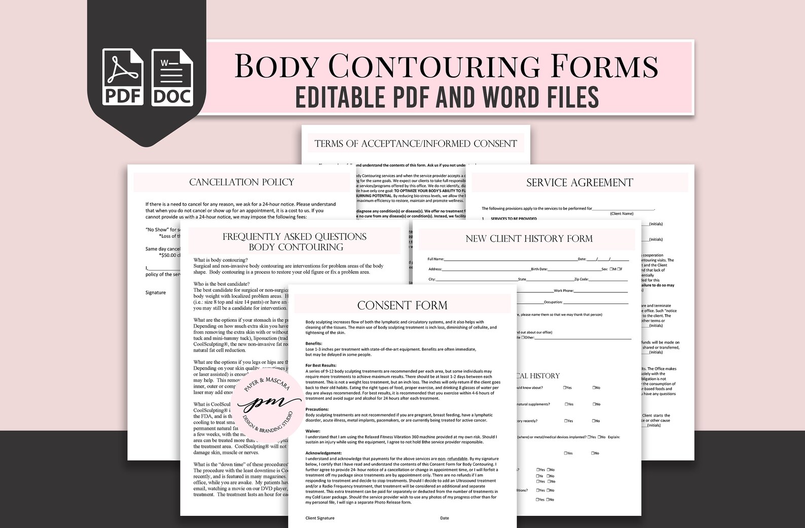 Body Contouring Client Form Template, Body Contouring Consent Forms ...