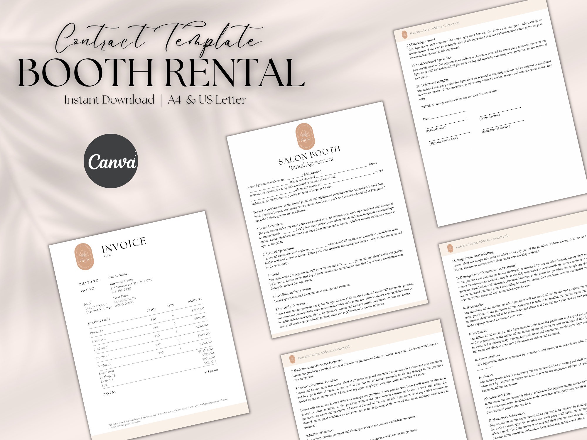 Professional Salon Booth Rental Contract Editable Booth - Etsy