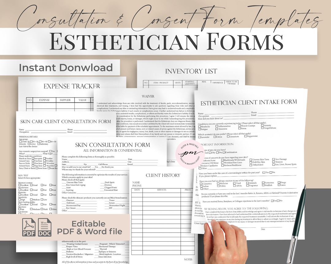 Esthetician Client Intake Form Template, Skin Care Consultation Form ...