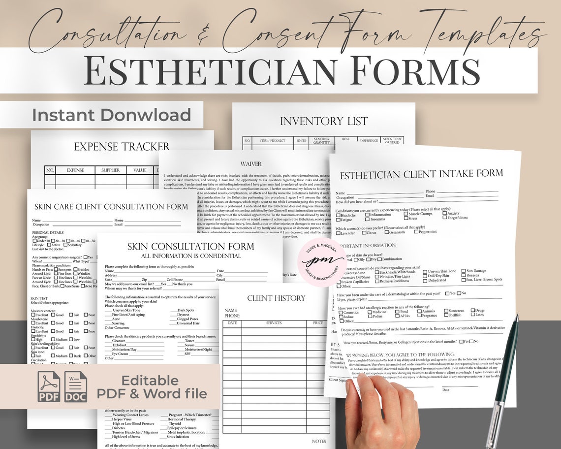Esthetician Client Intake Form Template Skin Care - Etsy
