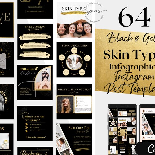 Skin Types Instagram Post Templates Editable Skincare Social - Etsy