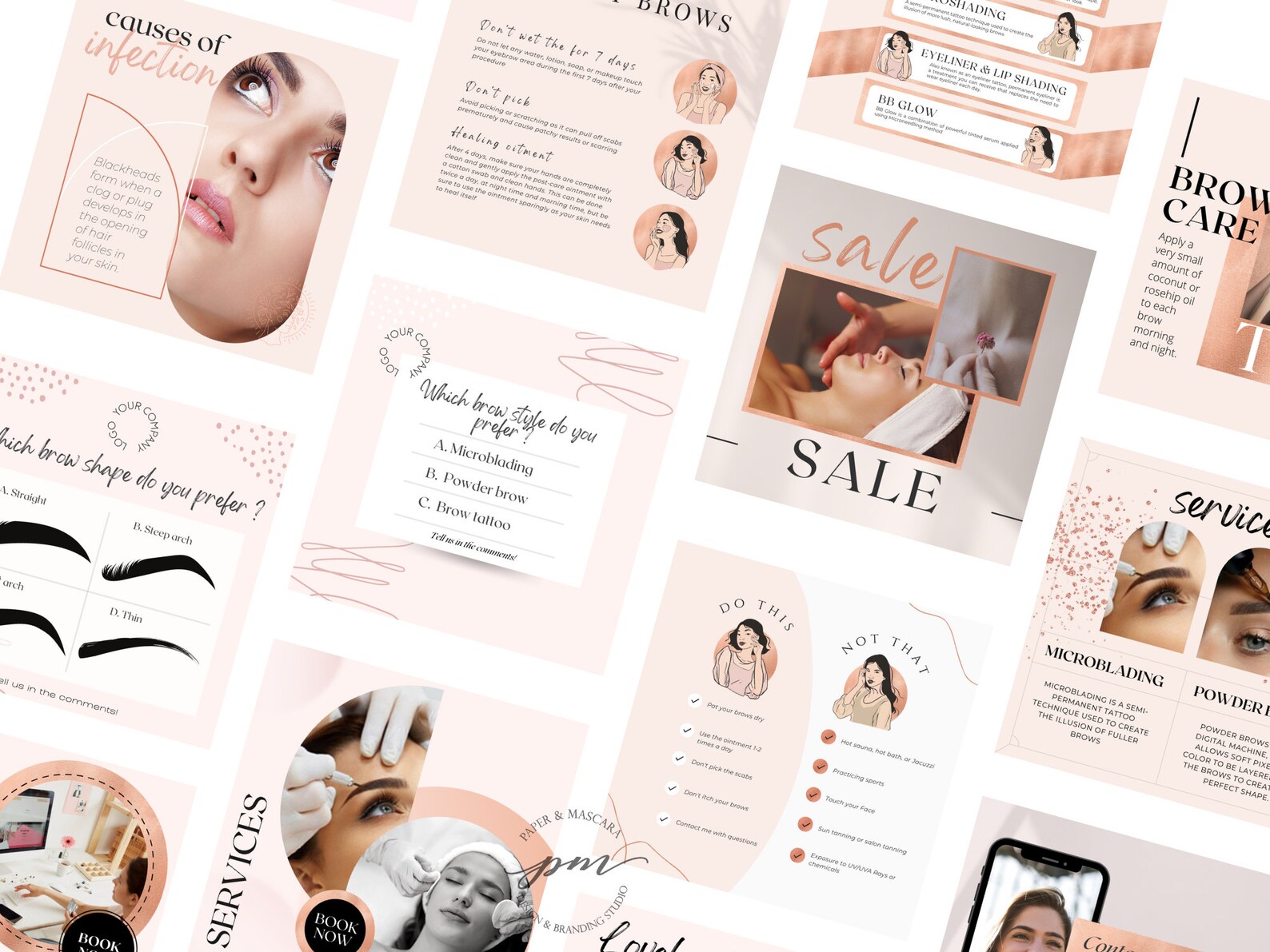 Permanent Makeup Instagram Post Templates Editable PMU Social | Etsy