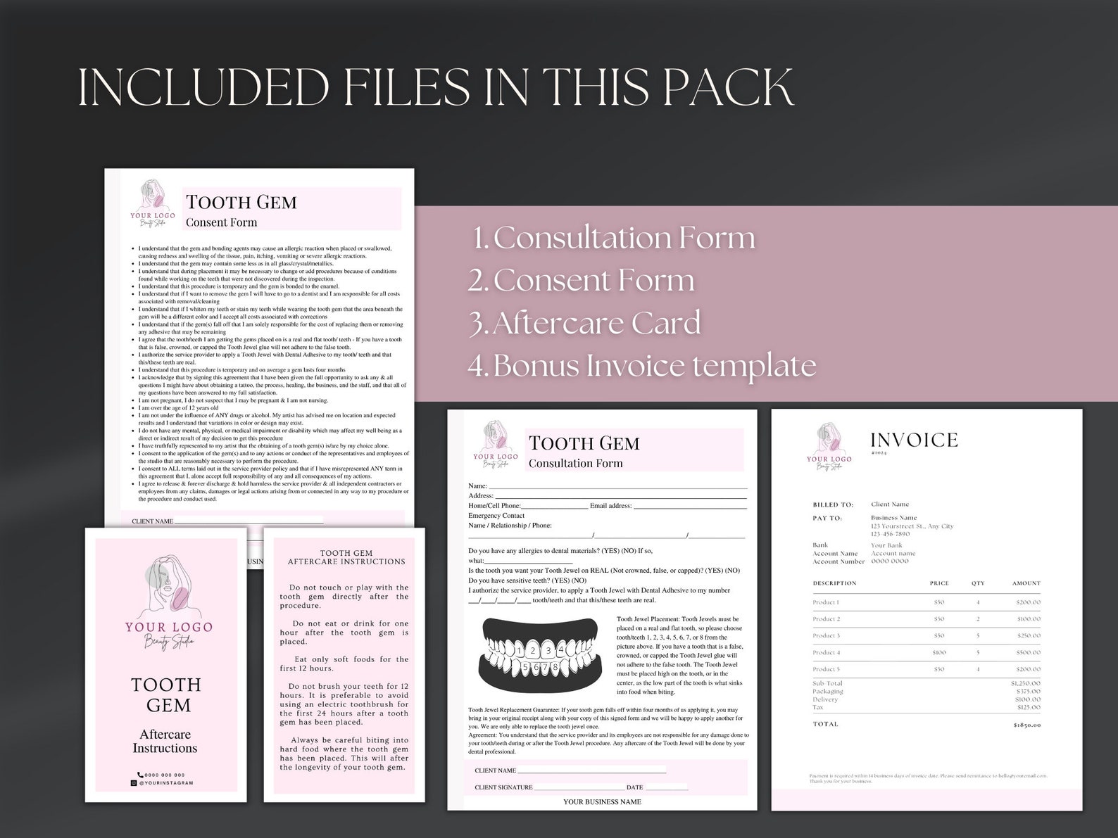 Editable Tooth Gem Consent Form, Tooth Gem Waiver and Intake Form ...