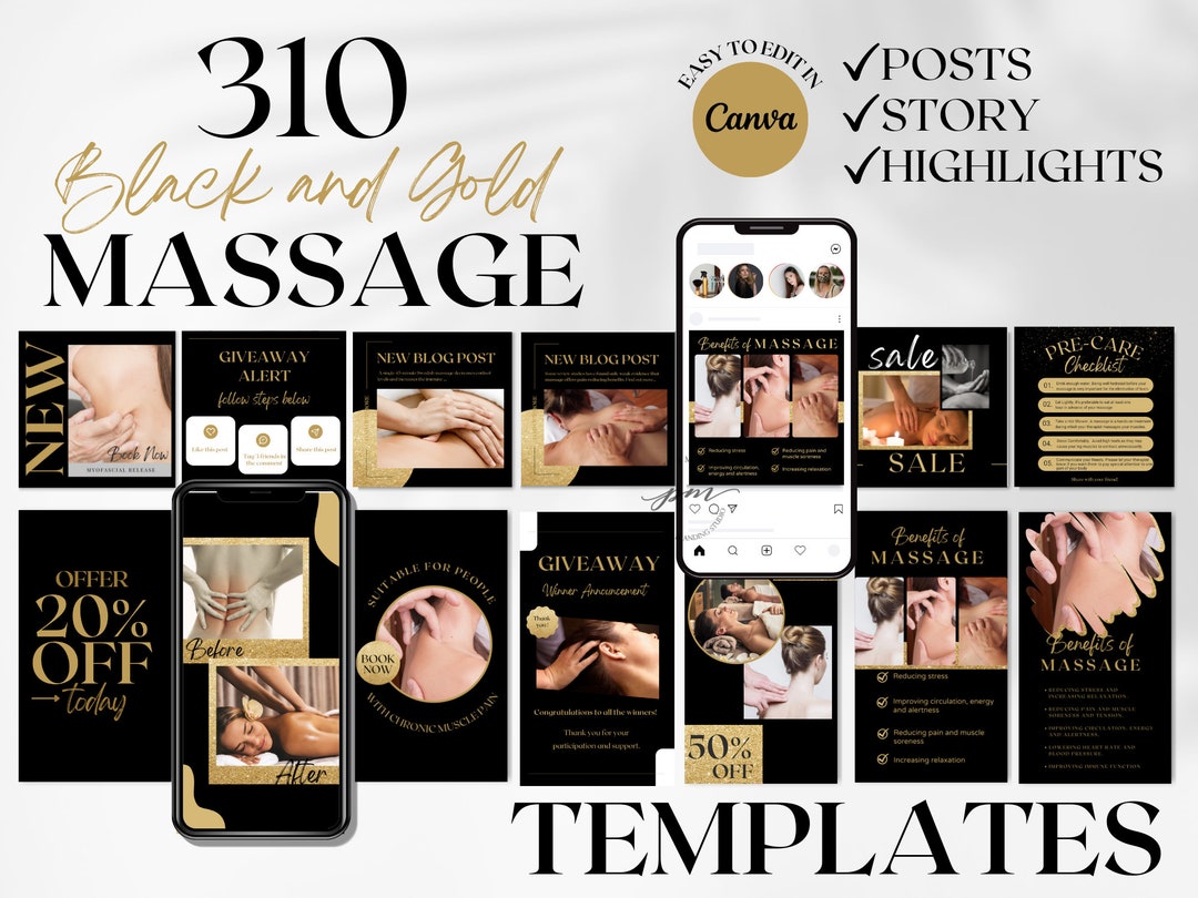 Massage Therapist Instagram Post and Story Templates, Editable Massage ...