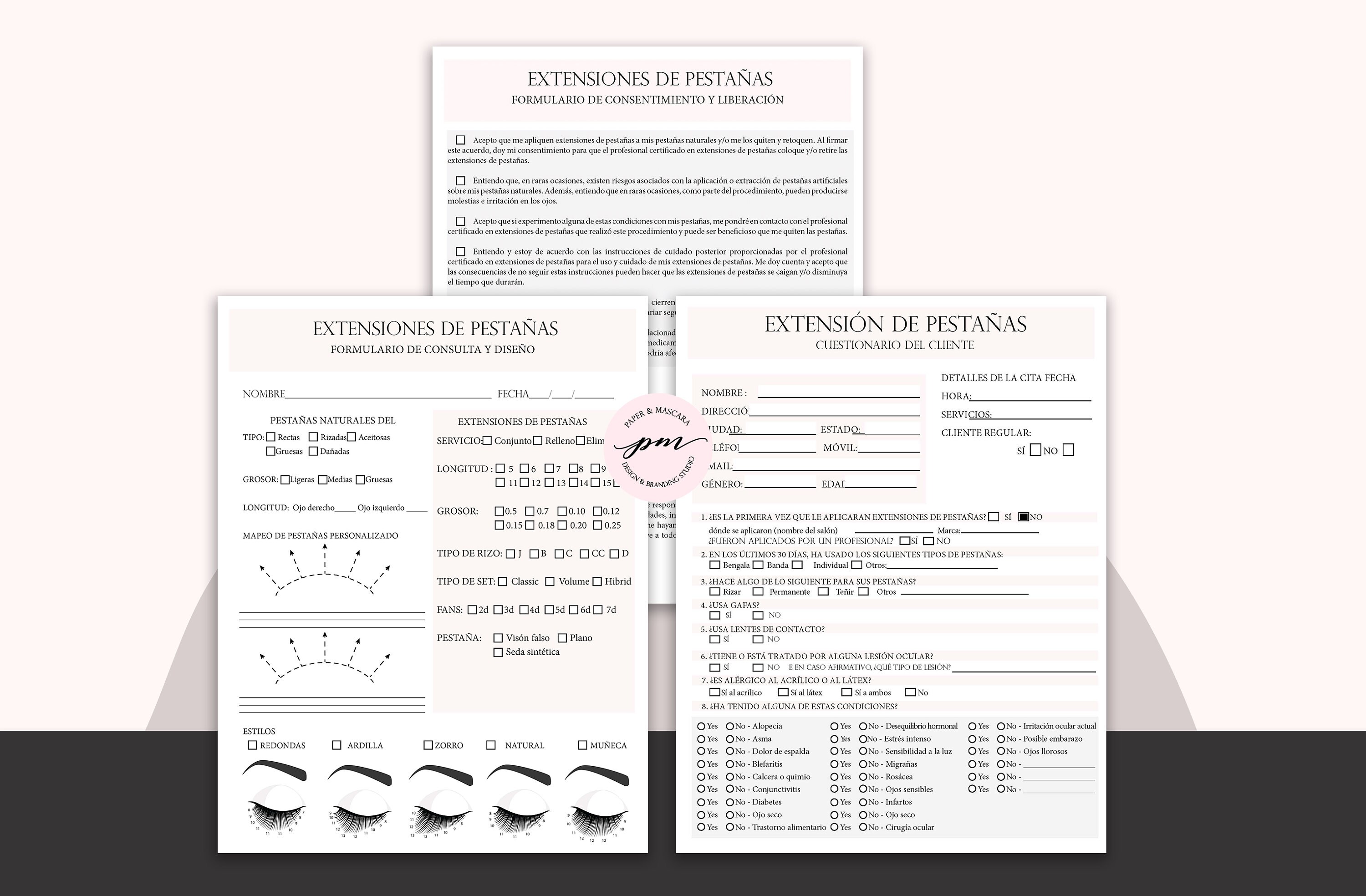 Formularios Para Técnicos De Extensiones De Pestañas - Etsy