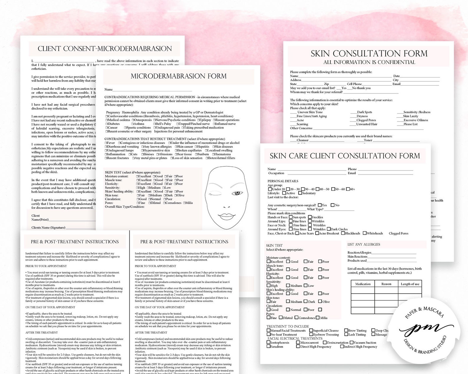 Facials Forms Bundle, Customizable Esthetician Consent Forms, Skin Care ...