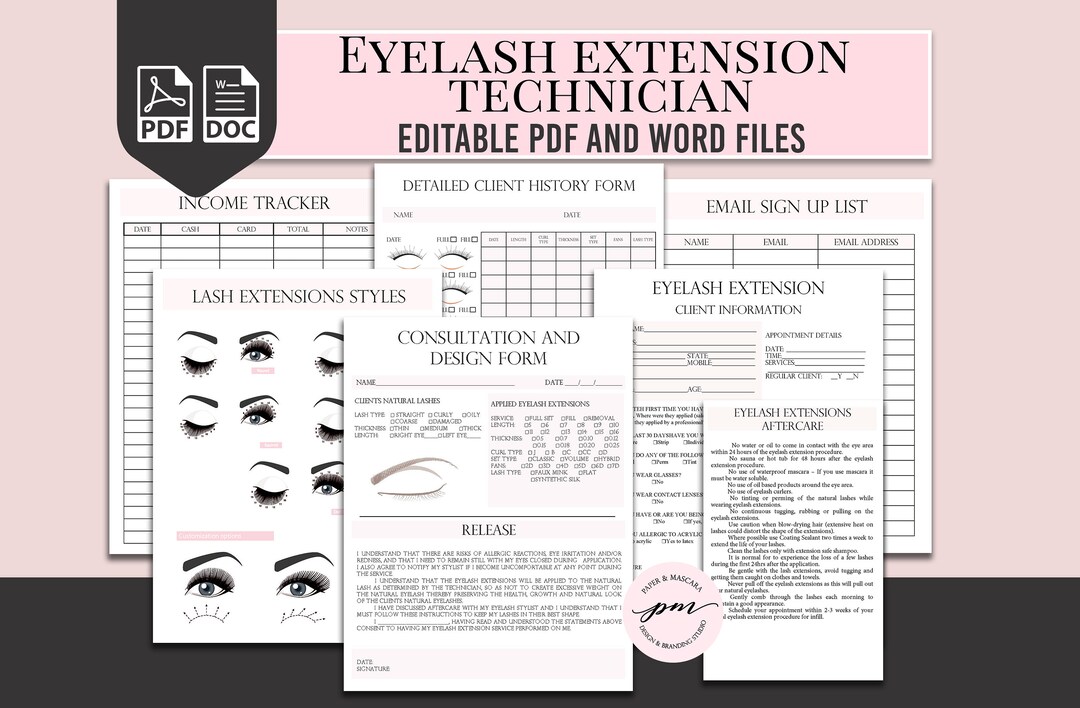 Editable Eyelash Extension Consent Forms, Printable Client Form ...