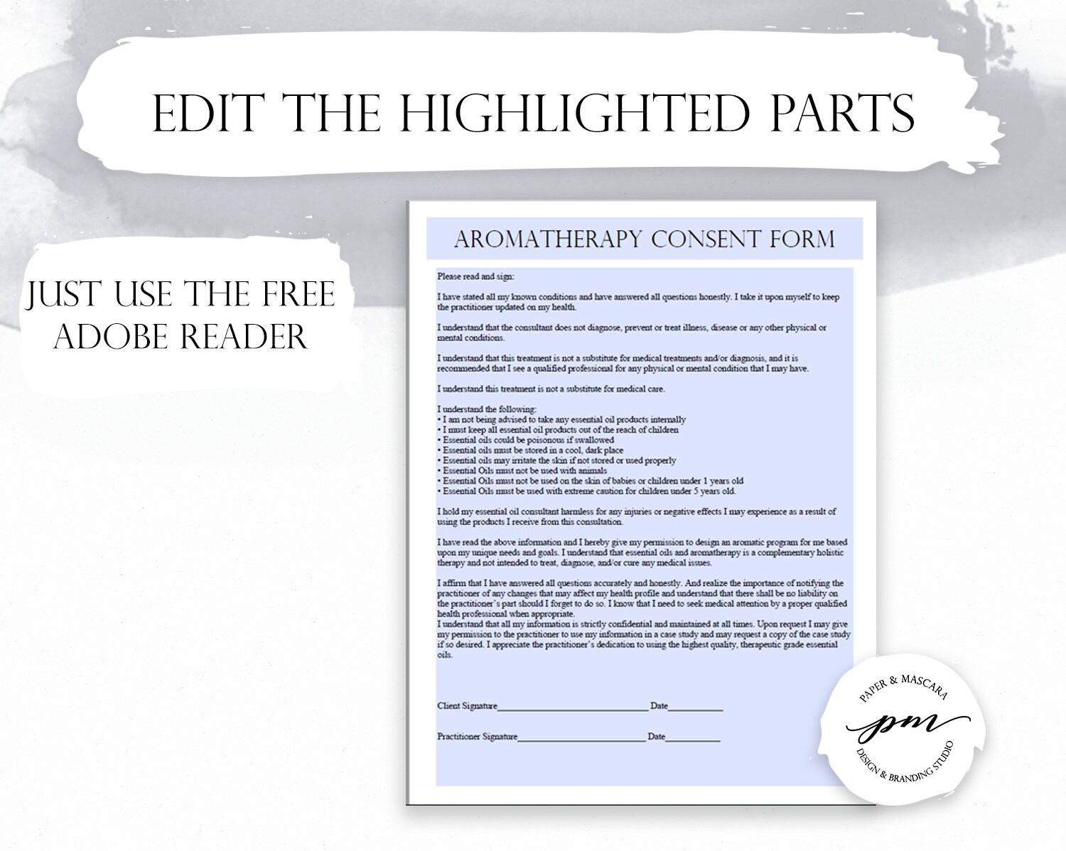 Aromatherapy Consent Form Aromatherapy Client Consultation - Etsy