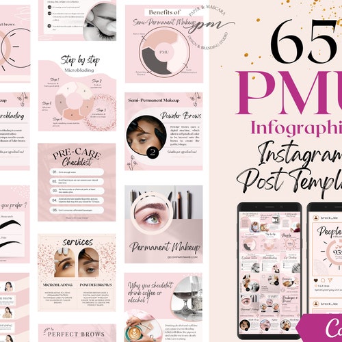 Permanent Makeup Instagram Post Templates Editable PMU Social - Etsy