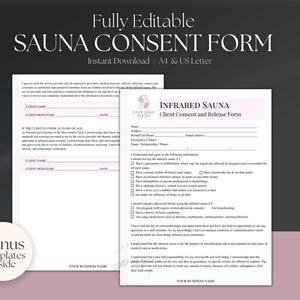 Infrared Sauna Consent Form, Sauna Detox Consent Forms, Sauna Liability ...
