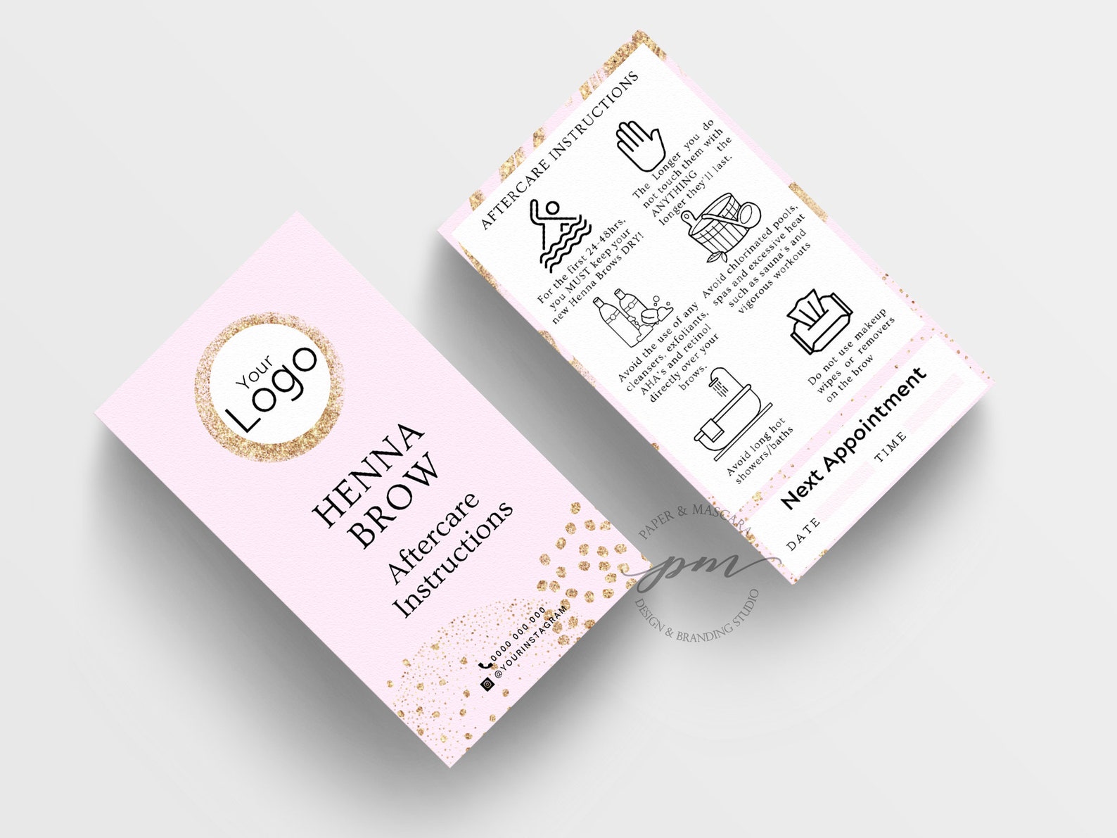 Editable Henna Brow Aftercare Card, Henna Brow Aftercare Information ...