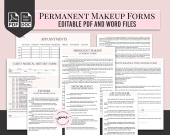 Editable Permanent Makeup Consent Forms Customizable | Etsy