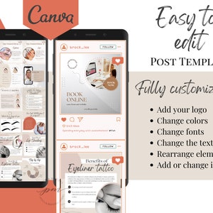 Permanent Makeup Instagram Post Templates, Editable PMU Social Media ...