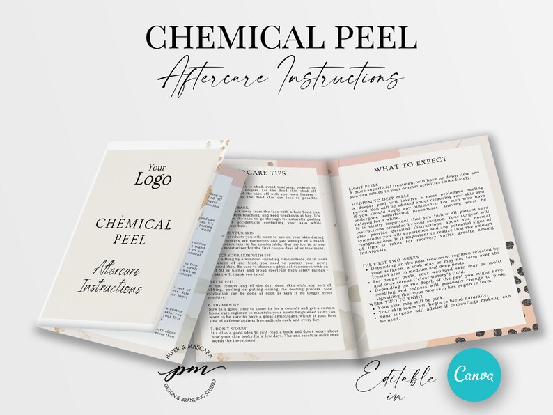 Editable Chemical Peel Aftercare Instructions Card, Editable Chemical ...