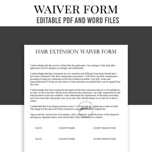Hair Extensions Waiver Form, Wedding Hair Stylist Form, Stylist ...
