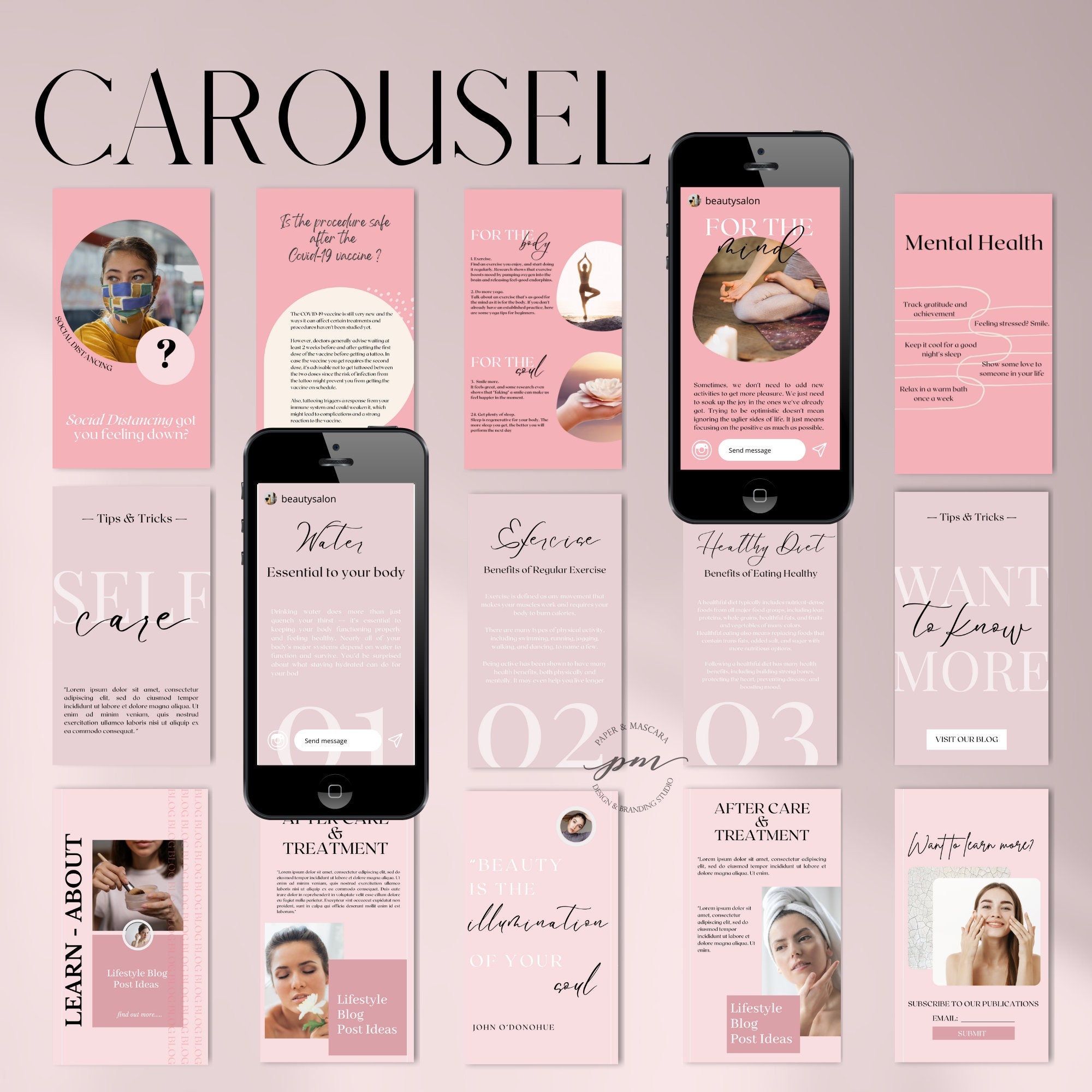 Instagram Carousel Story Template Pink Editable Instagram - Etsy
