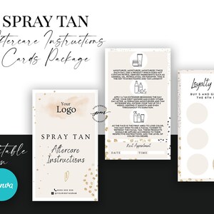 Editable Spray Tan Aftercare Card, Spray Tan Loyalty Card, Editable ...
