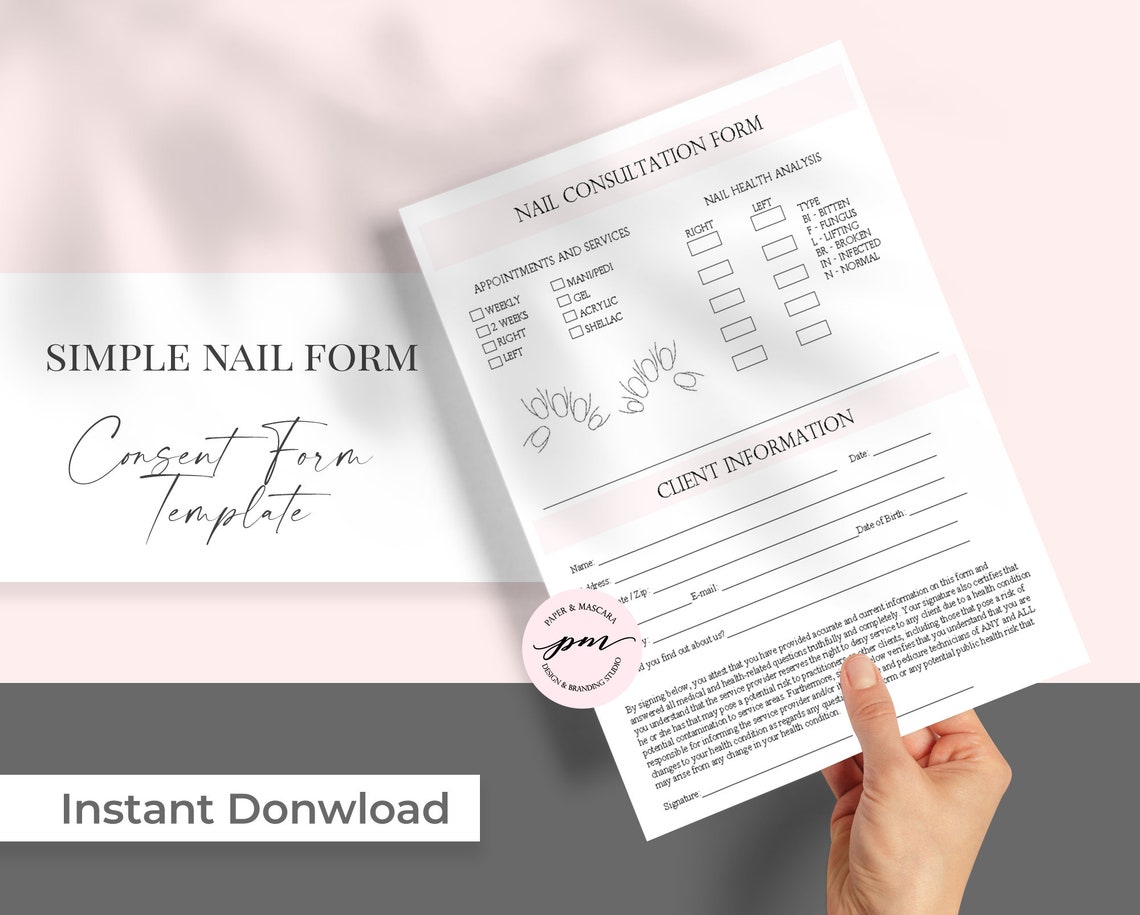 Nail Technician New Client Form Template Editable Nail - Etsy