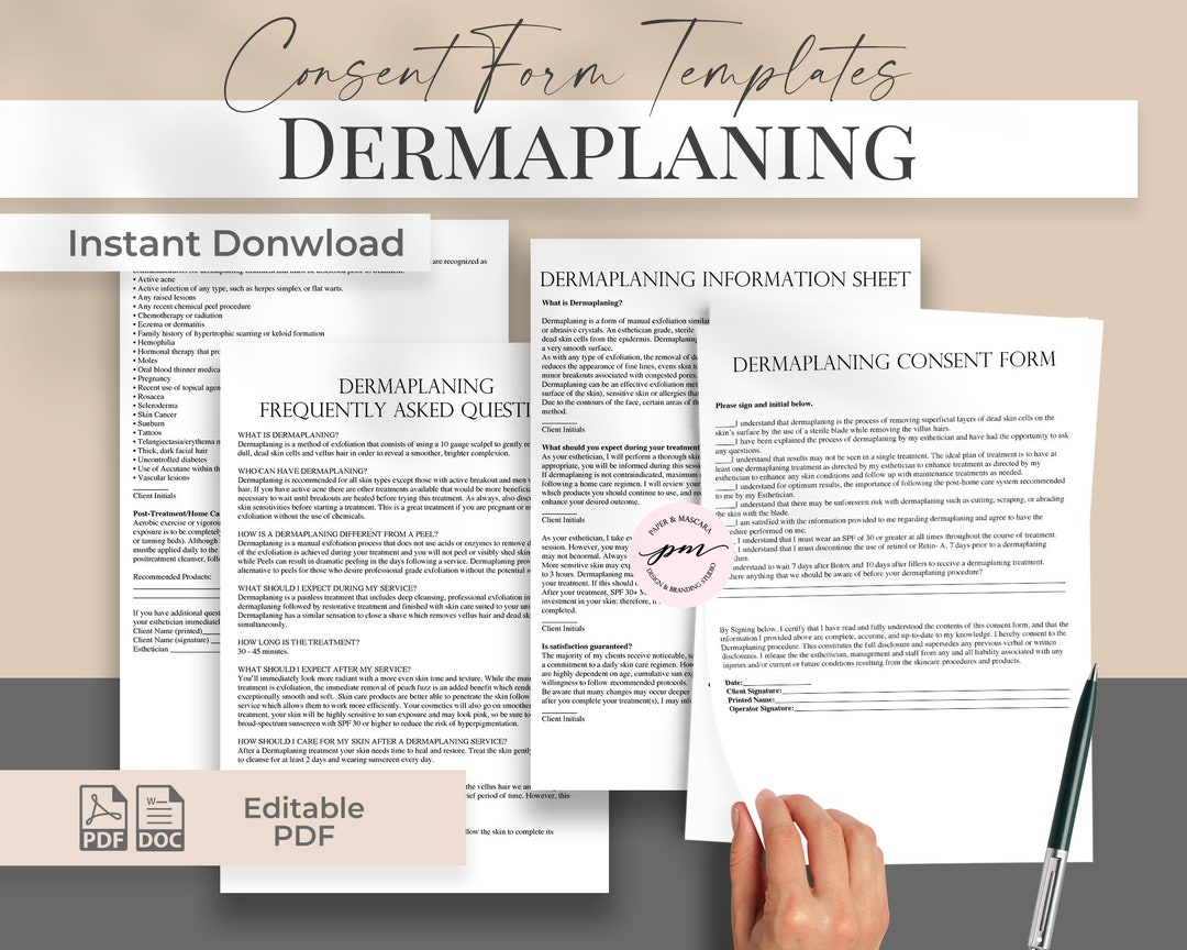 Editable Dermaplaning Form Template, Customizable Dermaplaning Consent ...