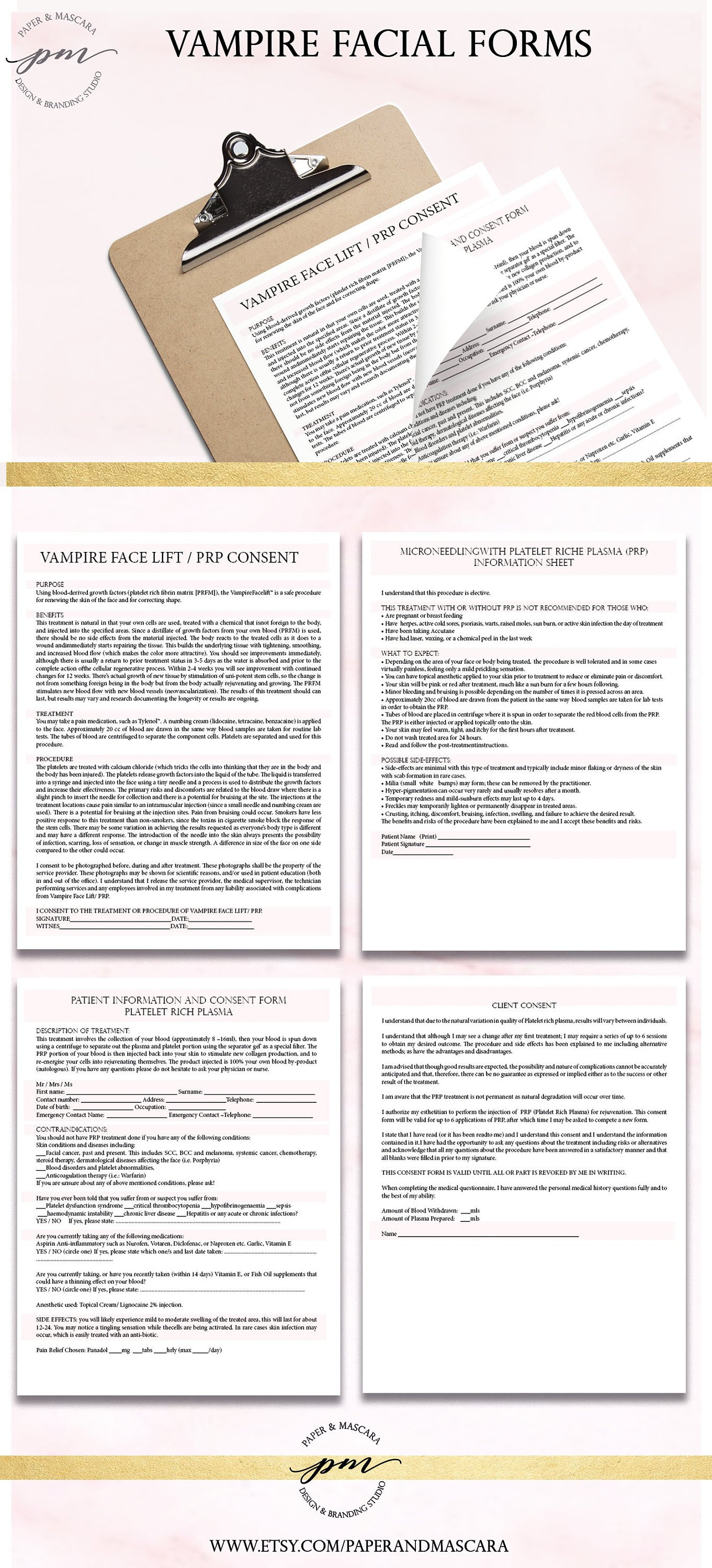 Vampire Facials Florm PRP Consent Form PRP Facial Consent - Etsy