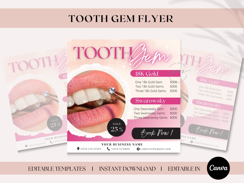 Editable Tooth Gem Flyer Template Tooth Charms Instagram - Etsy