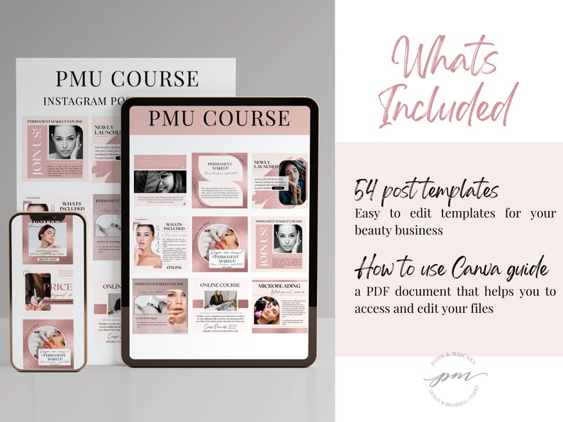 Permanent Makeup Course Instagram Post Templates Editable Pmu - Etsy