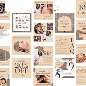 Massage Therapist Instagram Post Templates, Editable Massage Social ...