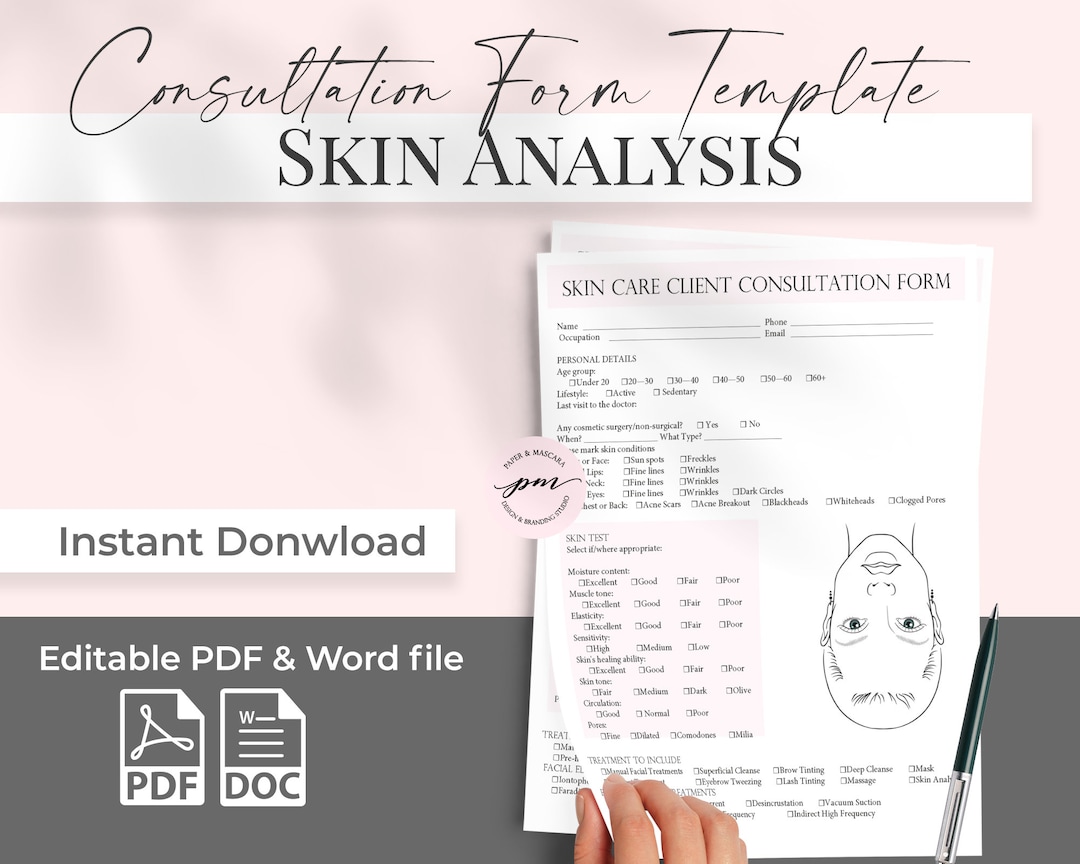 Skin Analysis Client Consultation Form Template, Esthetician Facials ...