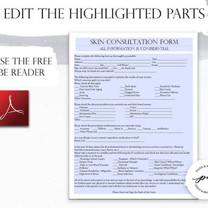 Esthetician Client Intake Form Template, Skin Care Consultation Form ...
