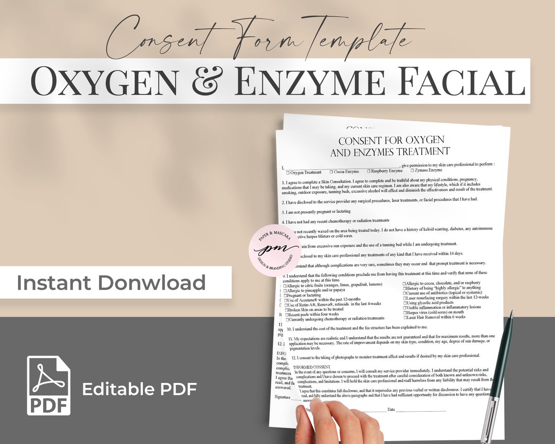 Oxygen and Enzyme Treatment Consent Form Template, Facial Treatment ...