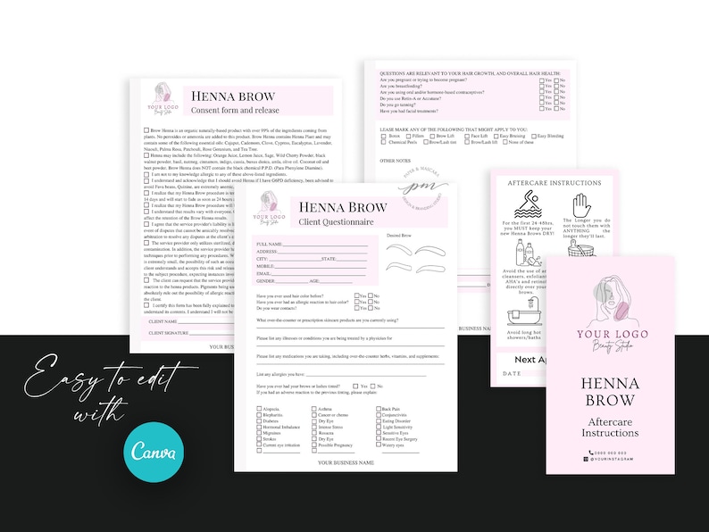 Henna Brow Form Template Editable Henna Brows Consent Form | Etsy