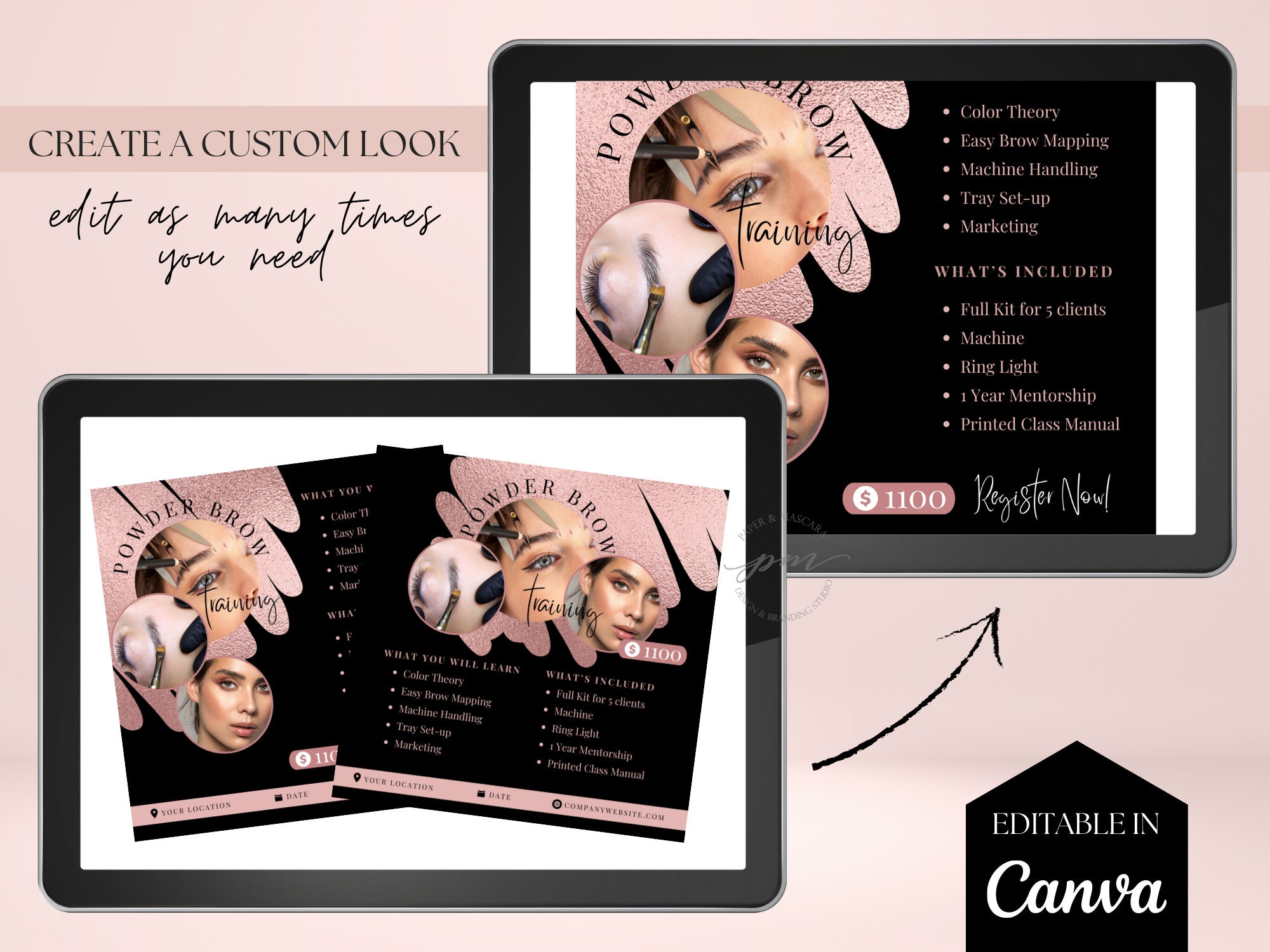 Powder Brow Couse Flyer Template PMU Brows Flyer Template - Etsy