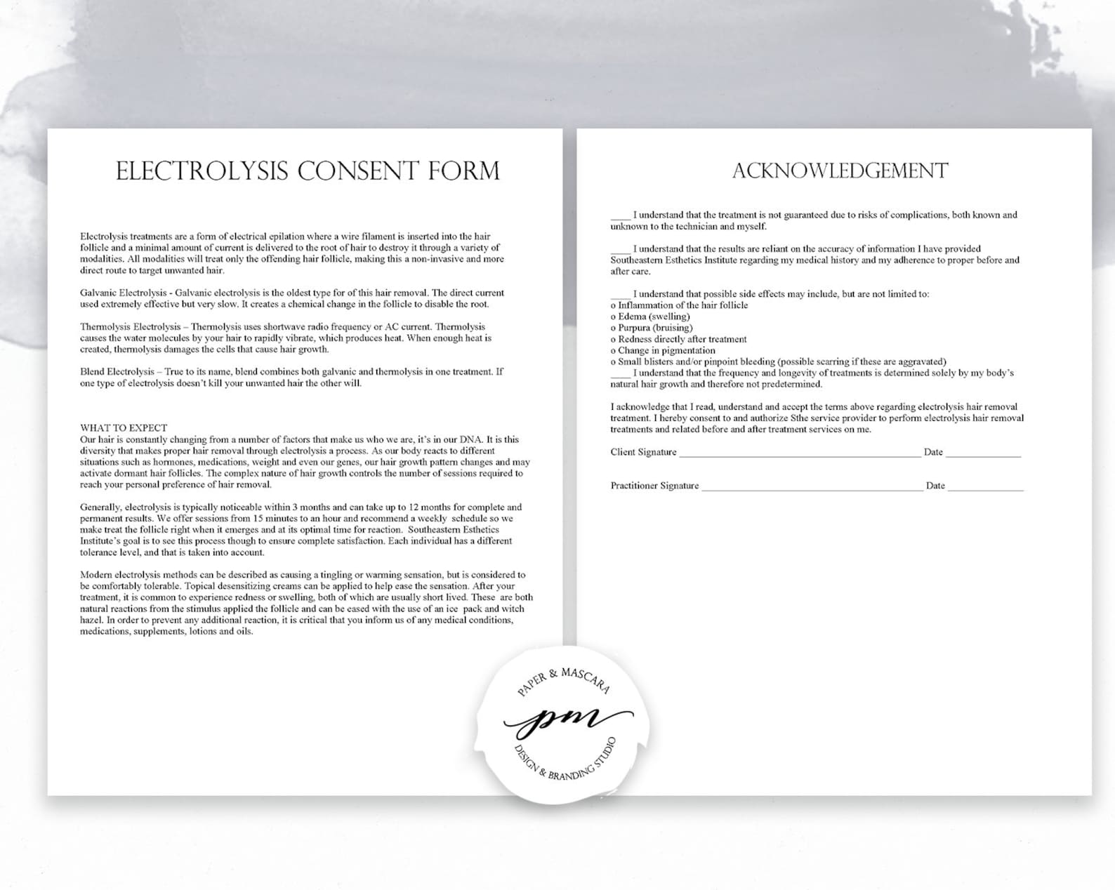 Electrolysis Consent Forms Electrolysis Client Consultation | Etsy