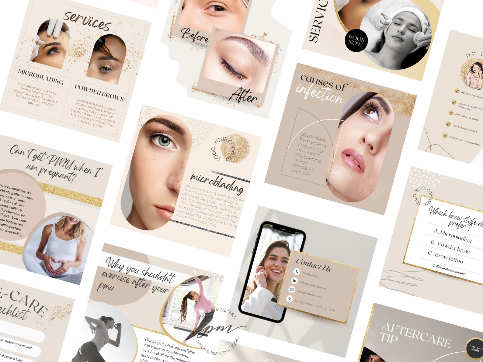 Permanent Makeup Instagram Post Templates Editable PMU Social - Etsy