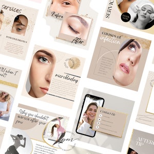 Permanent Makeup Instagram Post Templates, Editable PMU Social Media ...
